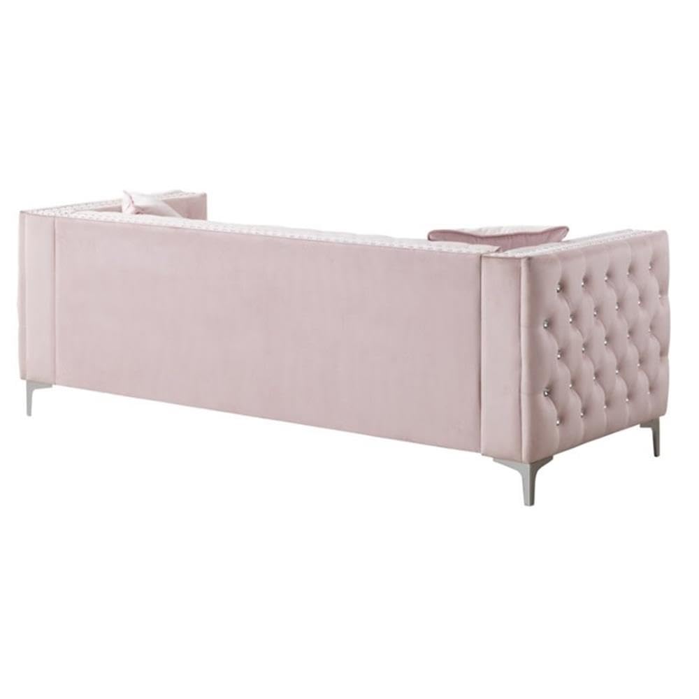 Glory Furniture Paige Velvet Sofa in Pink