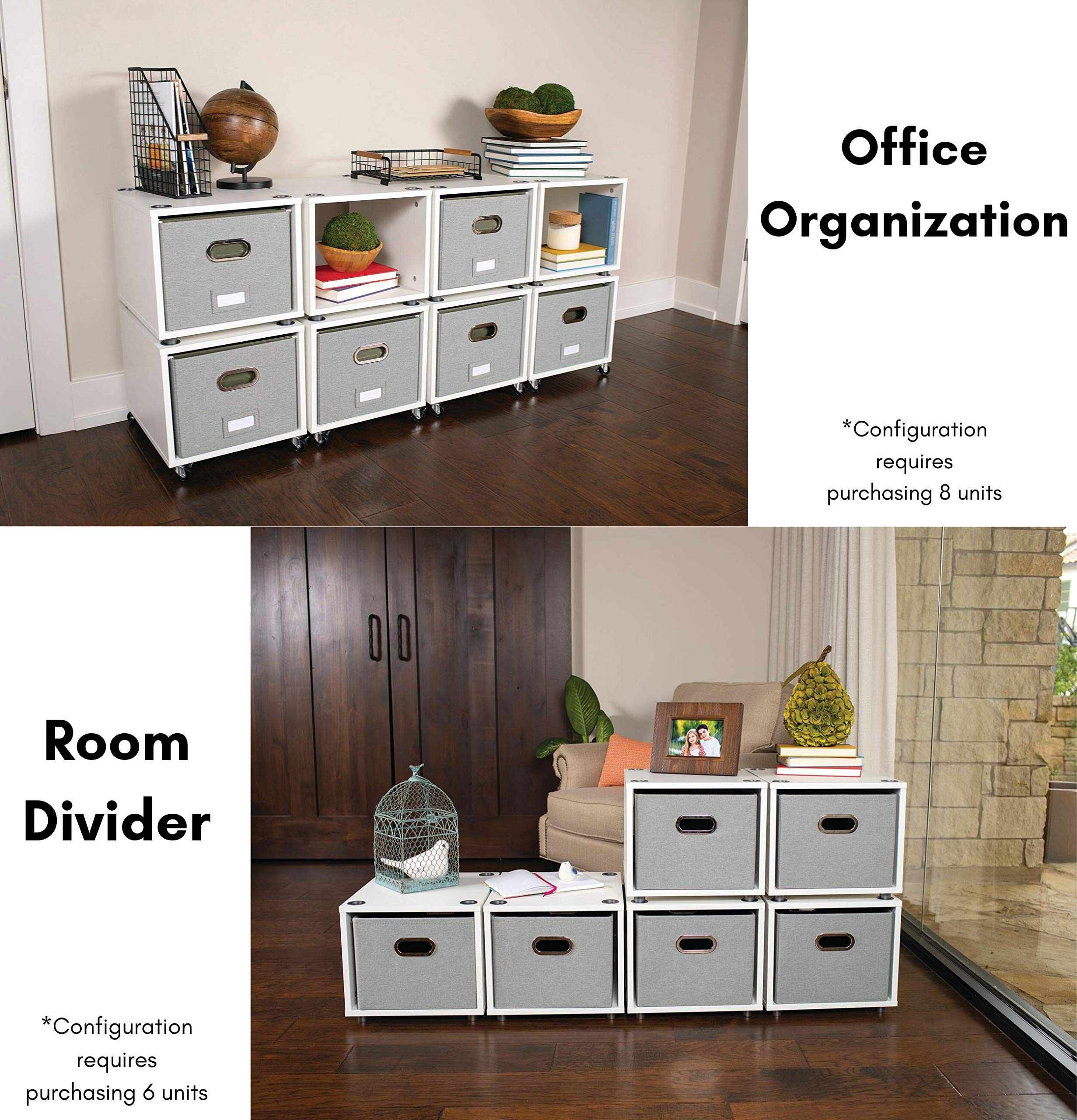 BIRDROCK HOME Rolling File Cabinet with 2 Lateral Drawers β Decorative Storage Shelf, Blankets, Books, Files, Magazines, Toys β Removable Bin with Handles β Under Desk Office Living Room Home - White
