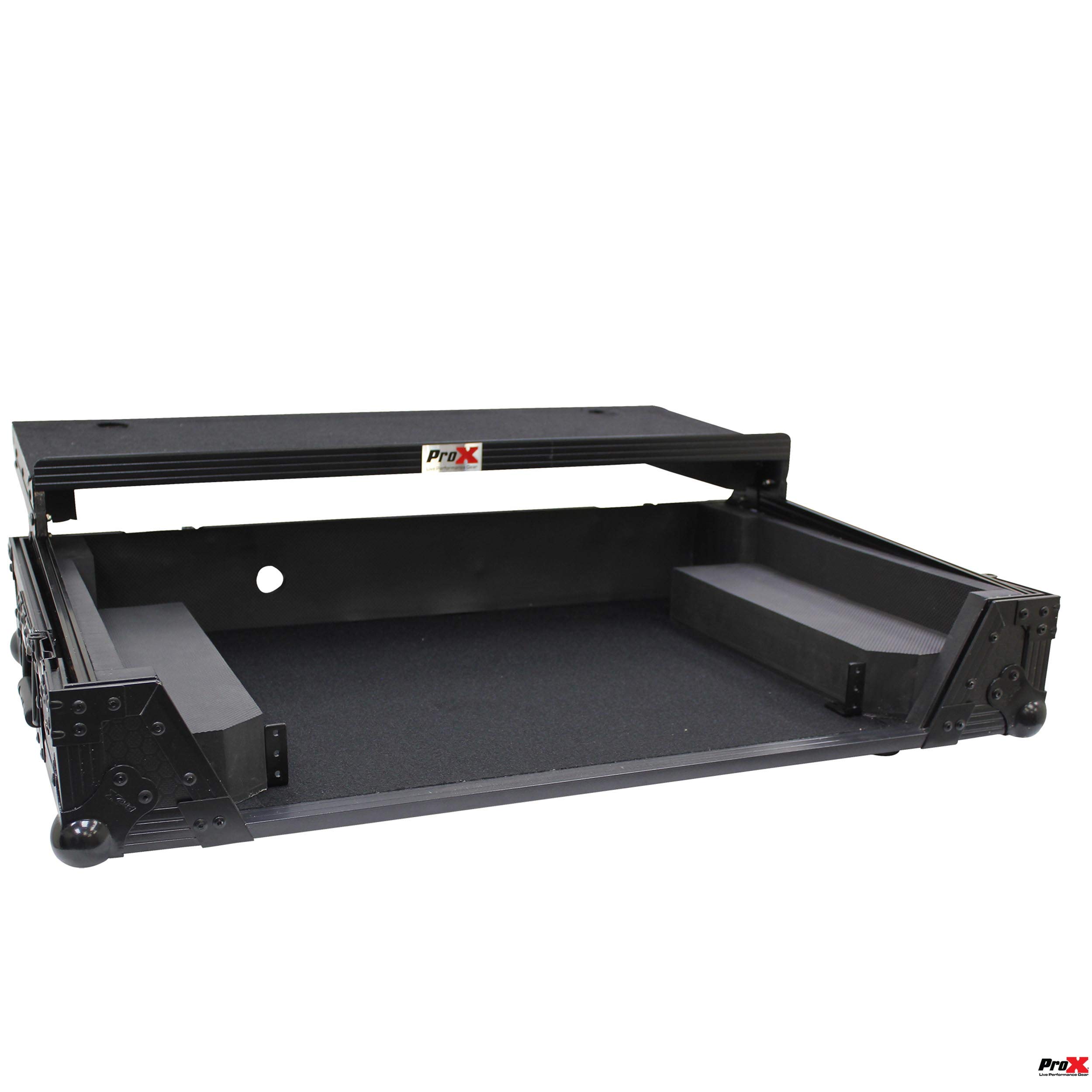 ProX XS-DDJ1000 WLTBL LED ATA Flight Case for Pioneer DDJ-1000 FLX6 SX3 DJ Controller with Laptop Shelf 1U Rack Space Wheels and LED - Black