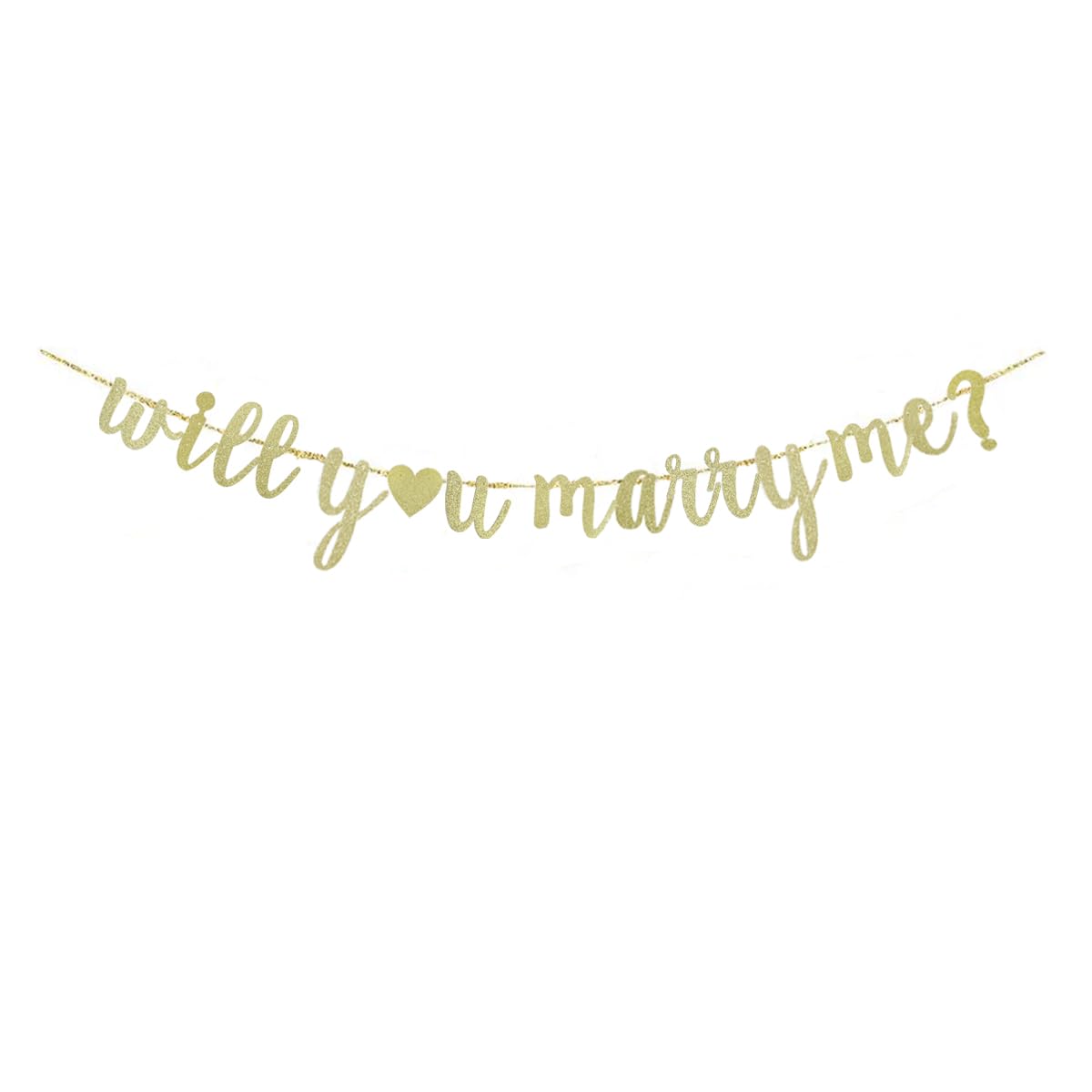 SUBOOCA Will You Marry Me Banner, Gold Paper Sign For Valentine's Day Party, Wedding/Bridal Shower/Marriage Proposal/Wedding Proposal Party Bunting Props