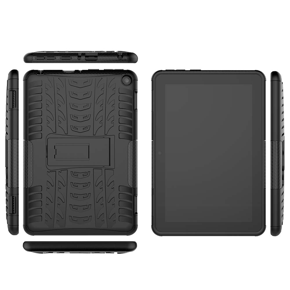 Boskin for Kindle Fire hd 8 case Fire hd 8 Plus case 2020 Release 10th Generation,Shockproof Kickstand Cover (Black-Black)