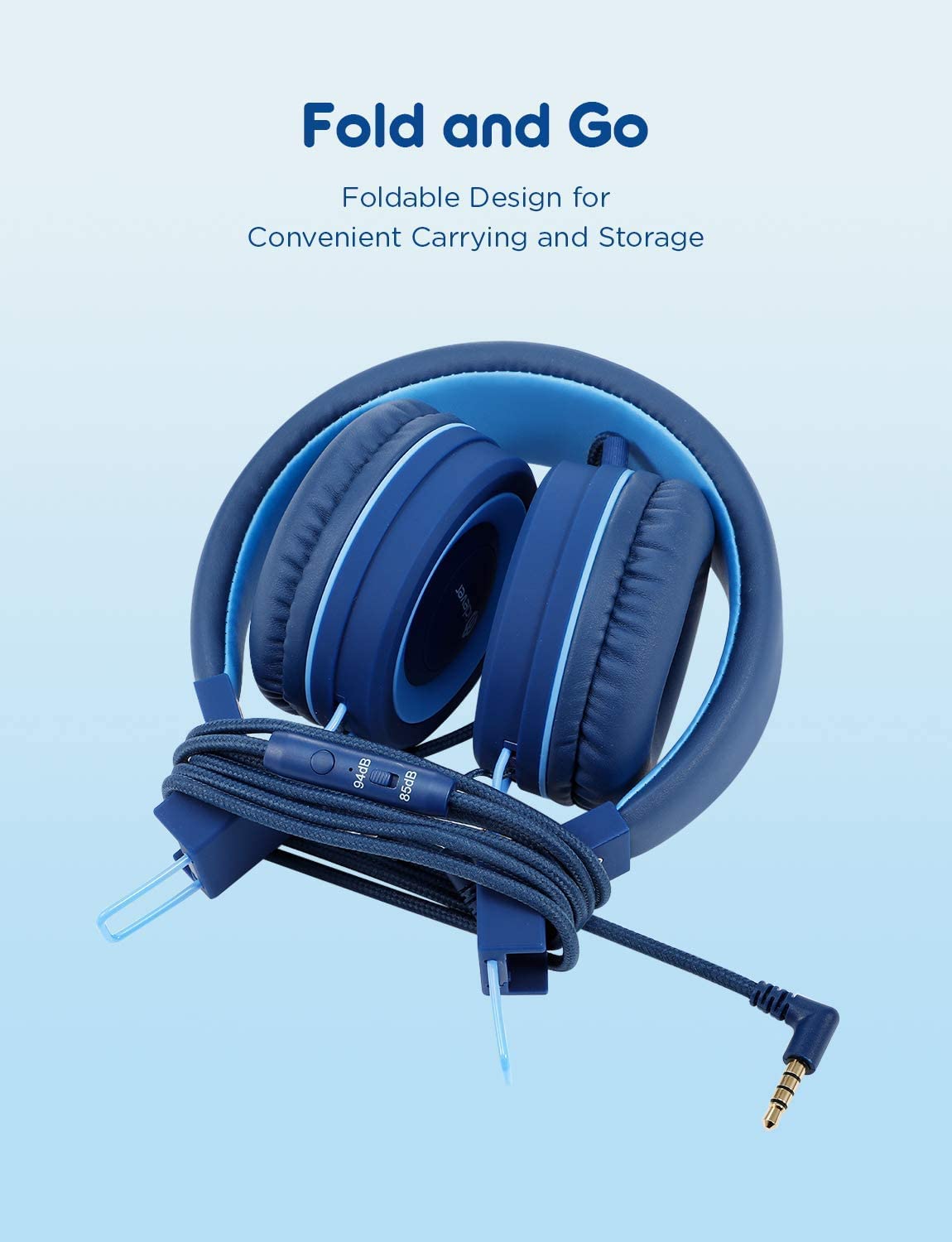 iClever [2 Pack] Kids Headphones with Microphone for Online Schooling - Safe Volume Limited 85dB/94dB, Adjustable Foldable Headphones for Girls/Boys/Airplane/Computer/Laptop