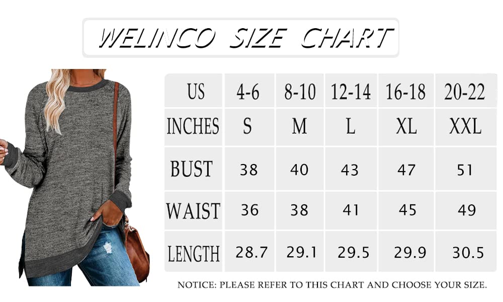 WELINCO Women's Long Sleeve Sweatshirts Color Block Crewneck Sweaters Tunic Tops(Green X-Large)