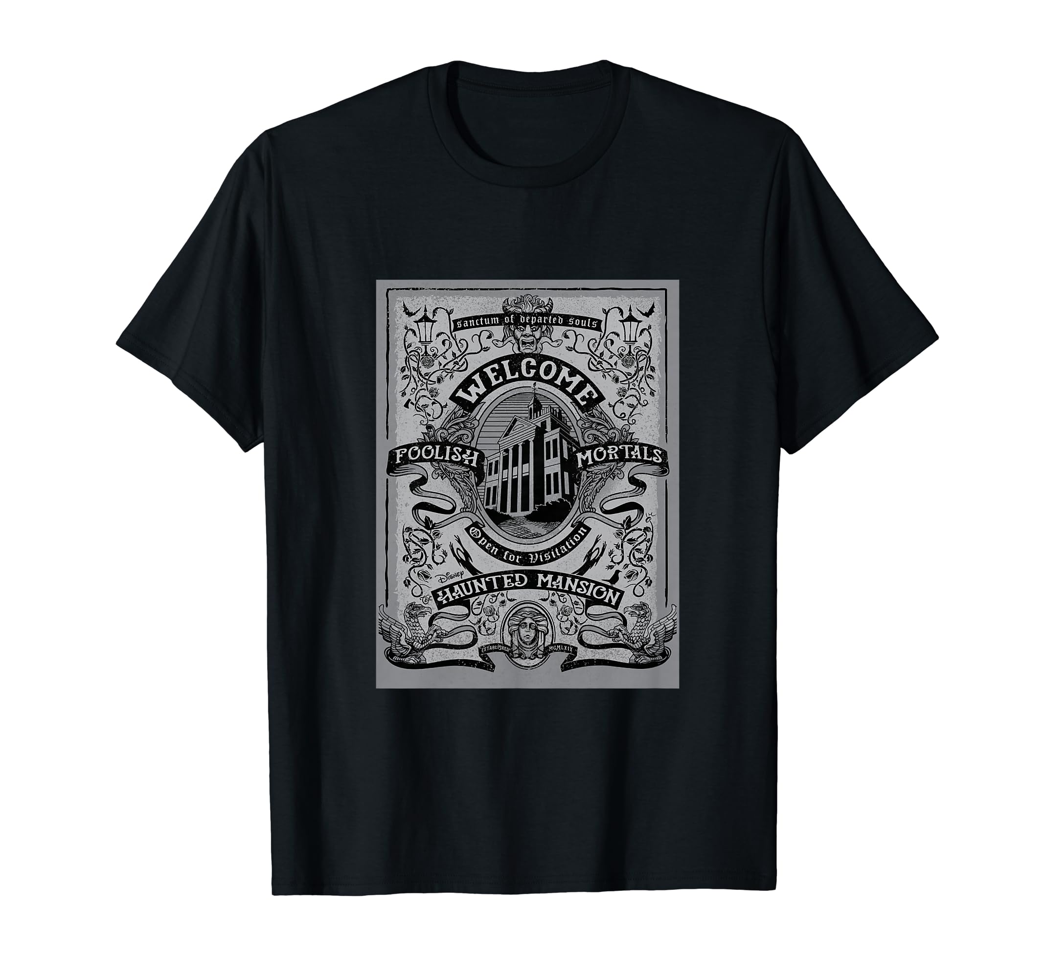 The Haunted Mansion Welcome Foolish Mortals Vintage Poster T-Shirt