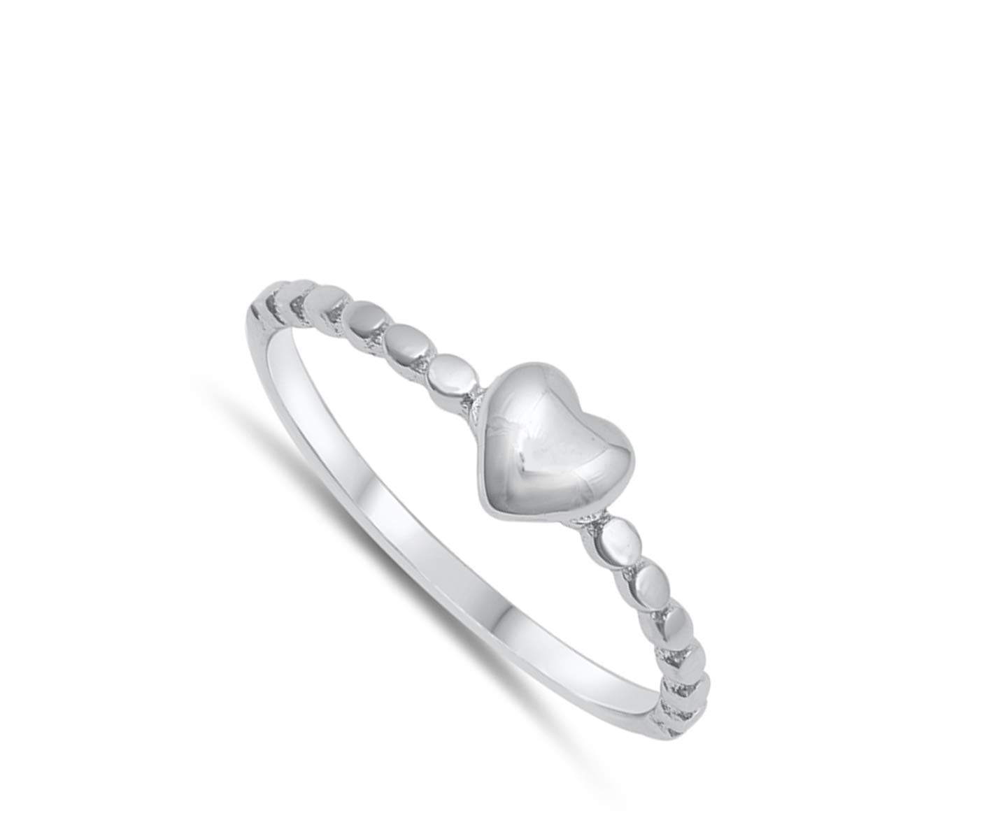 Puff Heart Love Promise Ring New .925 Sterling Silver Band Size 7