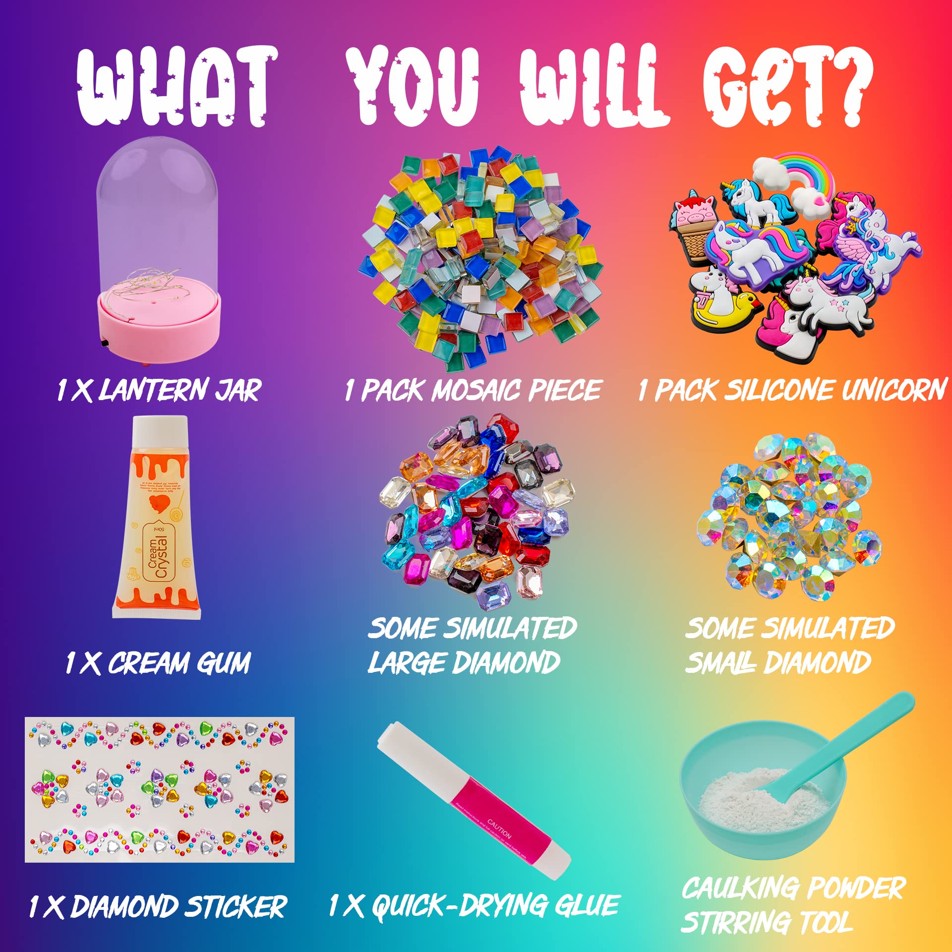 Make Your Own Mosaic Night Light - Craft Kit for Kids, Arts Craft Project Kit for Girls Age 4 to 8 Year Old