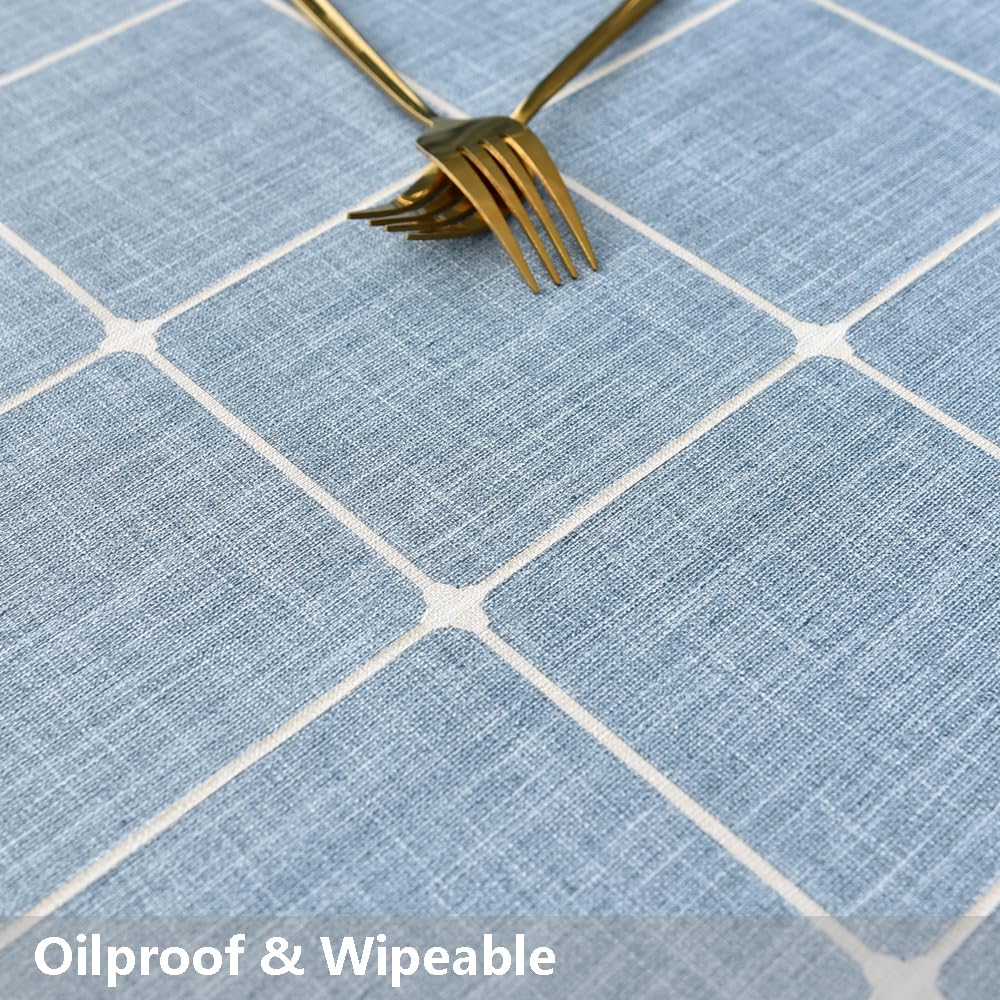 TruDelve Plastic Table Cloth Square Table Gray Vinyl Tablecloth Waterproof Wipeable Oilcloth Tablecloths for Dining Table Cover(54"x54",Checkered-Grey)