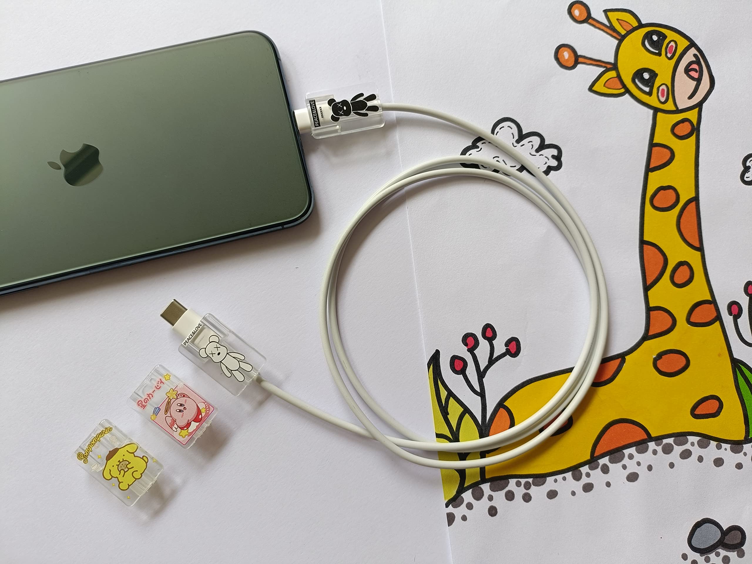 Cute Cartoon Cable Protector for iPhone Android Charger, Kawaii My Melody Kulomi Dog Pattern 4 pcs Set USB Cable Protector,Charging Cord Protector,Cable Chomper,USB Charger Saver (6)
