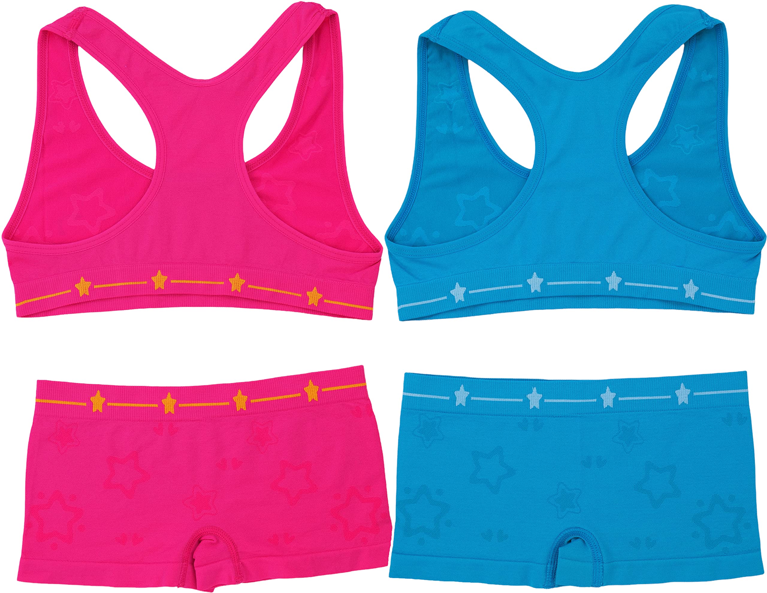 ToBeInStyle Girl's Pack of 6 Racerback Bras & Matching Boyshort Bottoms - Hungry Alpaca - Medium