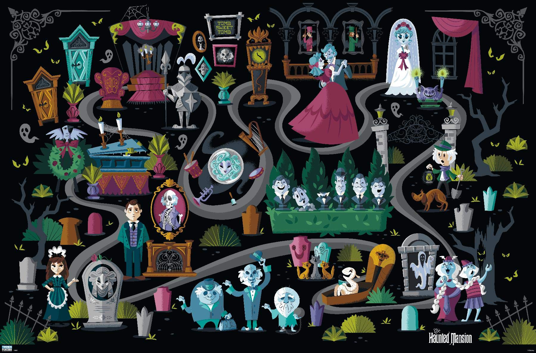 Trends International Disney Haunted Mansion - Map Wall Poster, 22.37" x 34.00", Premium Unframed Version