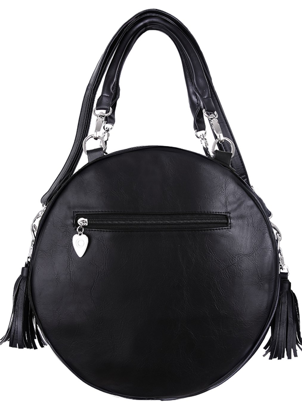 Restyle Gothic Occult Henna Round Bag Black Faux Leather Moon Handbag