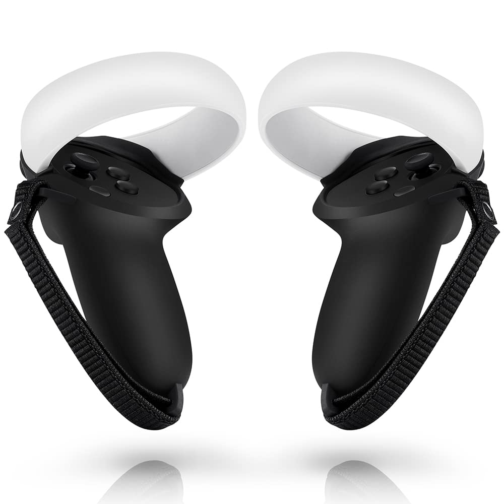 Controller Grips for Oculus Quest 2, Silicone Anti-Throw Grips Cover with Adjustable Knuckle Straps, Protector for Meta/Oculus Quest 2 Accessories