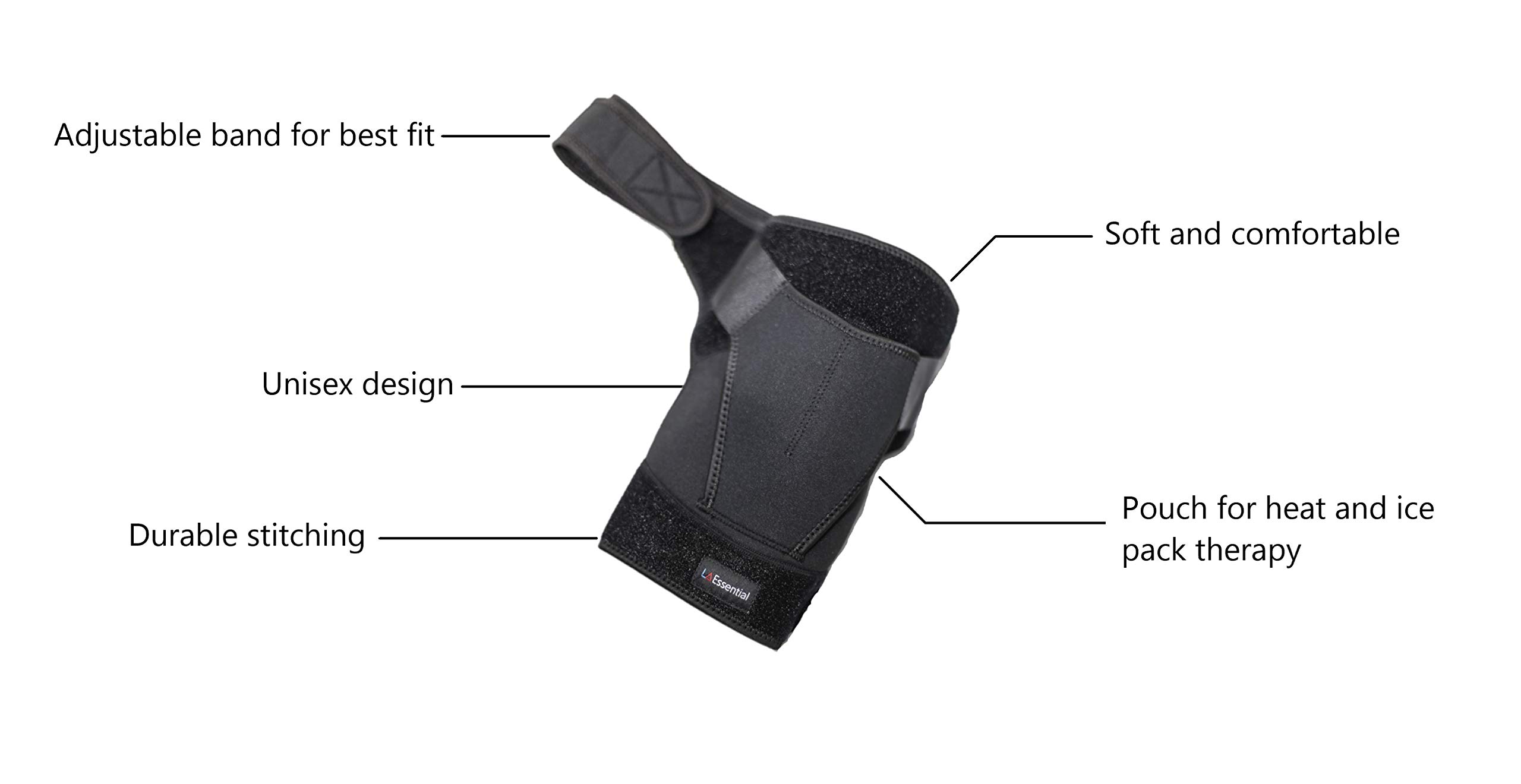 LA Essential - Shoulder Brace - for Support, Stability, Injury, Recovery, Compression and More. (Right)