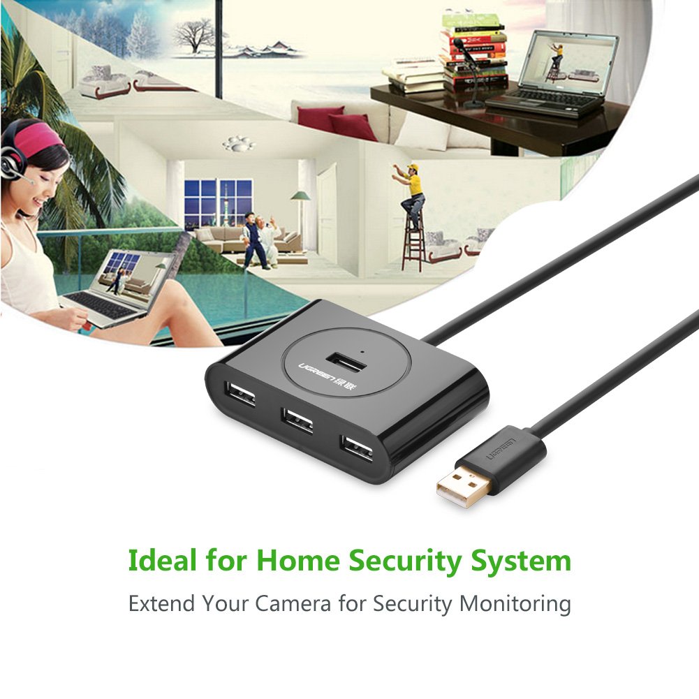 UGREEN USB Extension Cable USB 2.0 Active Repeater Extension Hub Cable 4-Port USB Hub A Male to A Female with Built-in Signal Booster Chips (15ft)