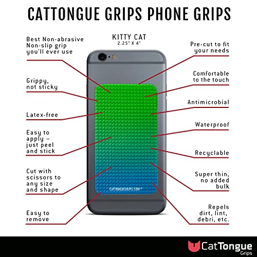 Non-Abrasive Cell Phone Grip by CatTongue - 2.25β x 4β Non Slip Grip for Smartphones Compatible with iPhone and Android, Universal Grip with No Added Bulk (Kitty Cat, Midnight)