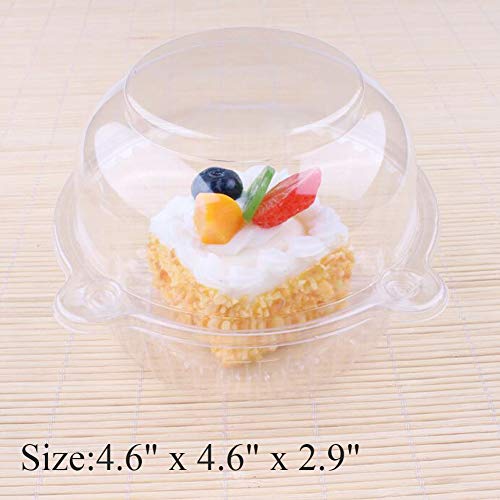 Set of 100 Clear Plastic Single Individual Cupcake Boxes,Muffin Dome Holders Cases Boxes Cups Pods,Clamshell Container Cupcake Holders,Great for Parties or Cake/Muffin Salesā¦