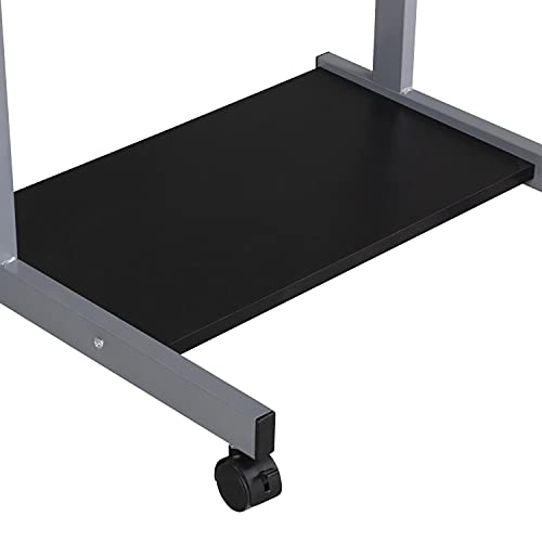 Yaheetech Mobile Computer Desk Cart, Small Rolling Laptop Desk PC Table Workstation with Drawer and Printer Shelf, Writing Desk Table for Small Space/Home Office