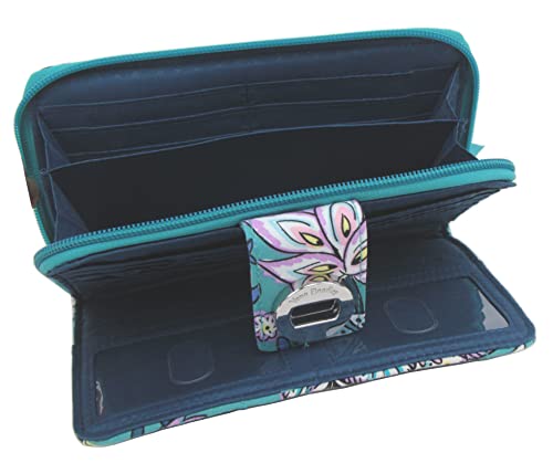 Vera Bradley Cotton RFID Turnlock Wallet, Peacock Garden
