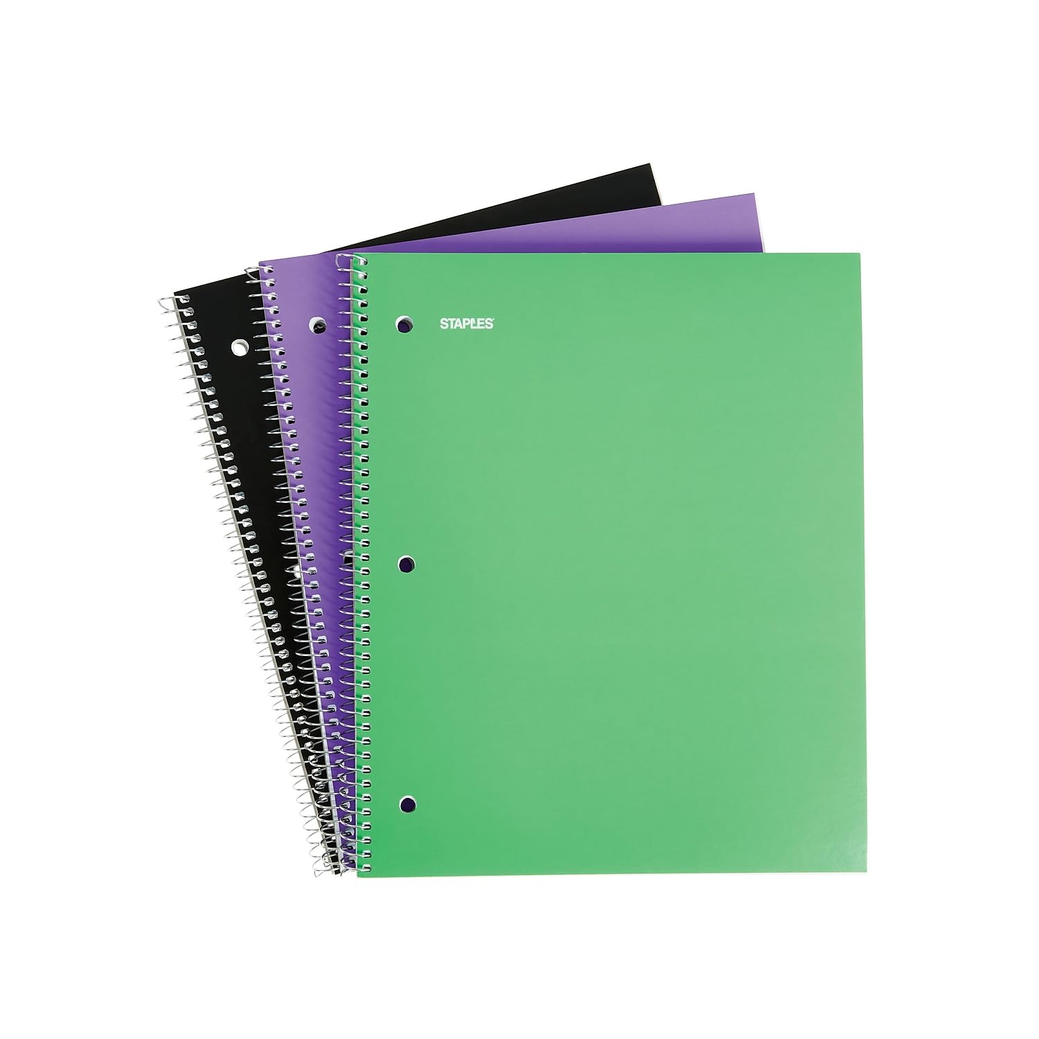 Staples 849372 1 Subject Notebook 8.5-Inch X 11-Inch College Ruled 100 Sh. Assort. 3/Pk