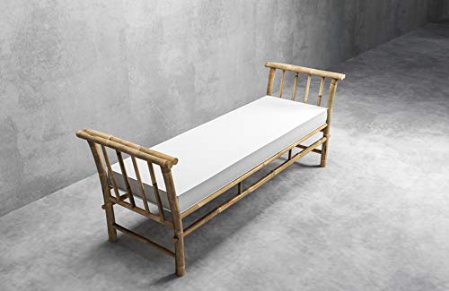 ZEW Handcrafted Natural Bamboo Entryway Bedroom Bench with Armrests Daybed Lounger with Detachable Mattress
