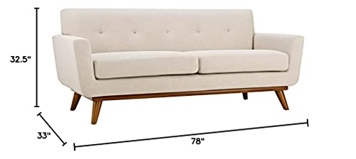 Modway Engage Mid-Century Modern Upholstered Fabric Loveseat in Beige