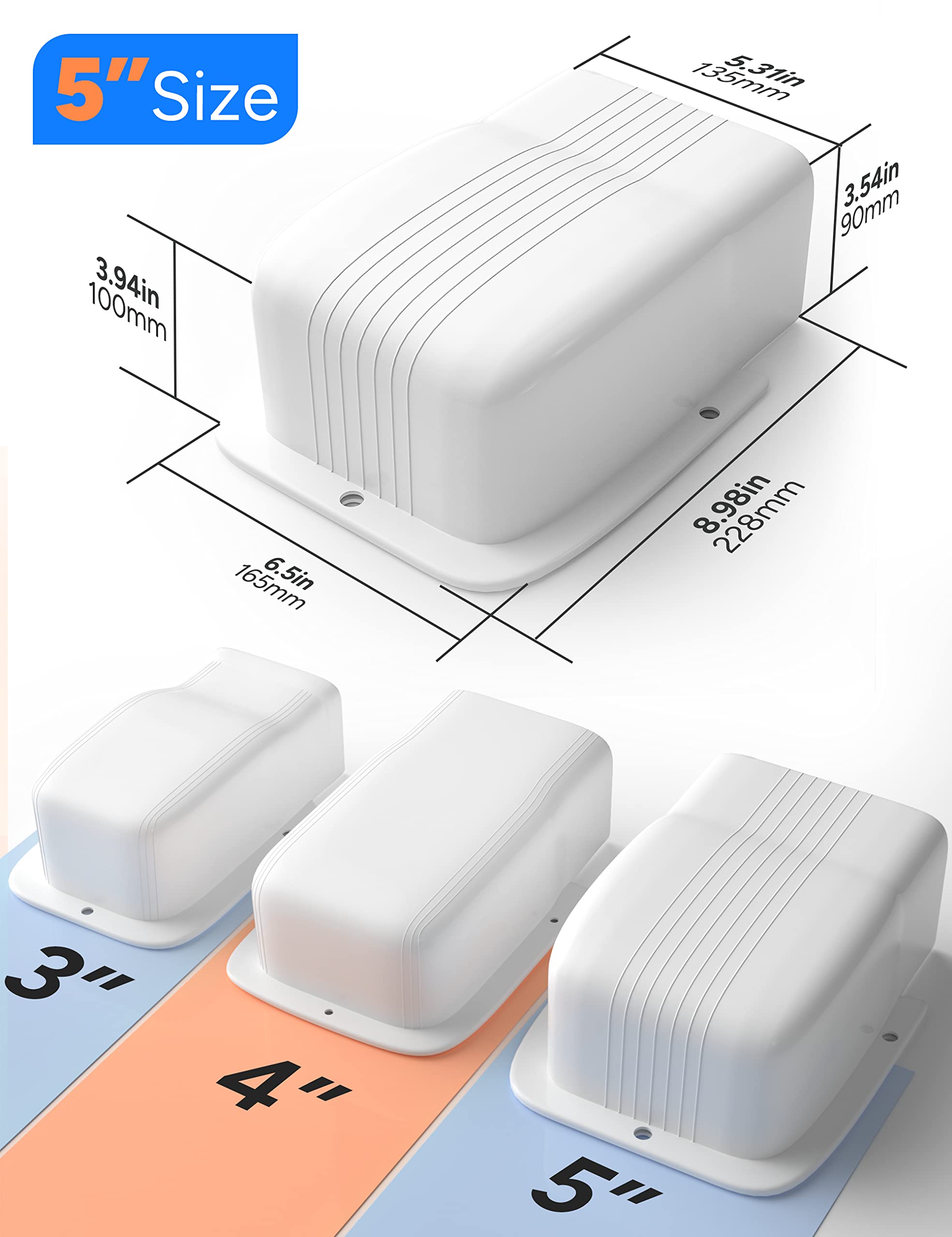 Toutgood 5'' Entry Wall Cover Line Set Cover Kit Accessories for Ductless Air Conditioners and Heat Pumps, PP Decorative Upgraded UV-Proof Strong& Durability