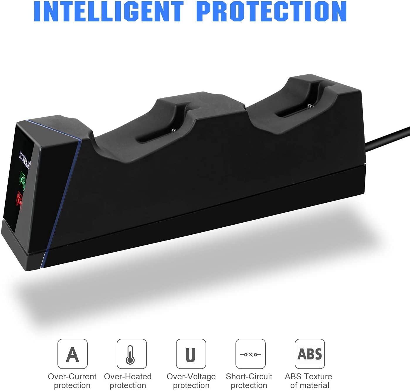 Charger Station for PS4 Controller, YTEAM Dual USB Charging Dock Station for PS4 /PS4 Slim /PS4 Pro Wireless Controller Fast Charging Station Stand with LED Indicator & Intelligent Chip Protection