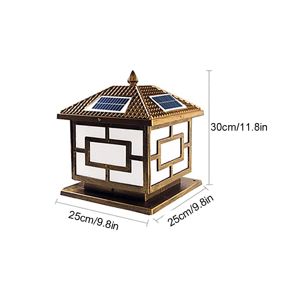 KAIKEA LED Cast Aluminum Solar Lights Outdoor Garden Waterproof Column Post Light Fixture Bright Traditional Classical Acrylic Villa Porch Decor Pillar Lamp,European Retro Post Lamp