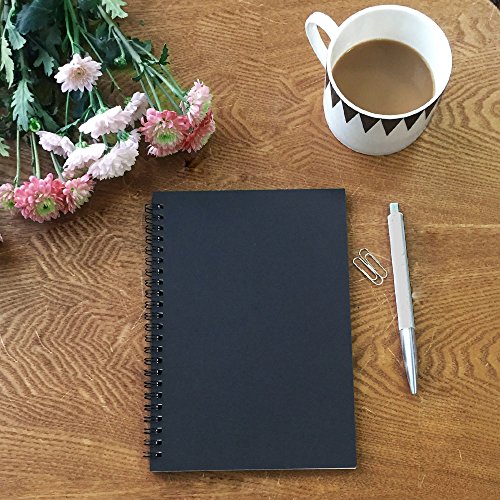 Spiral Notebook, 3Pack Spiral Journal, Thick Pure White Paper 120 Pages Wirebound Notebooks, Sketch Pads& Planner(Black)