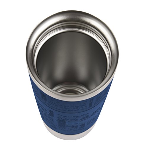 Tefal Travel Mug Grande, Reusable Drink Bottle To Go, Quick Press Closure, Blue Silicone Bottle Sleeve, 500 ml