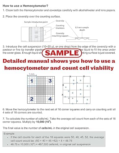 Rs' Science - Improved Neubauer Hemocytometer kit with Trypan Blue and Methylene Blue for Blood, Cell, Yeast Counting