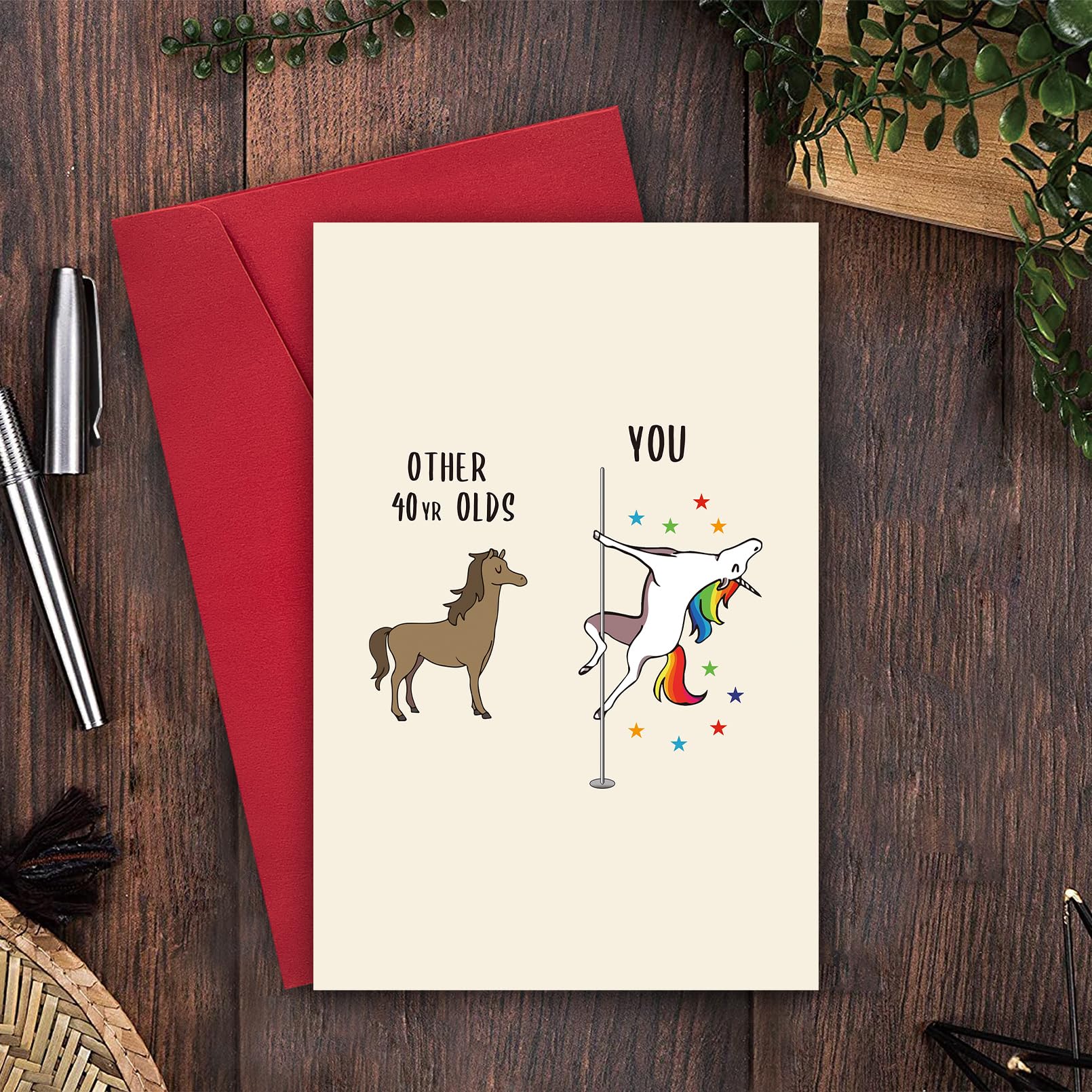 Kirynurd 40th Birthday Card, Dancing Unicorn Birthday, Hilarious 40th Bday Card, Other 40 Year Olds
