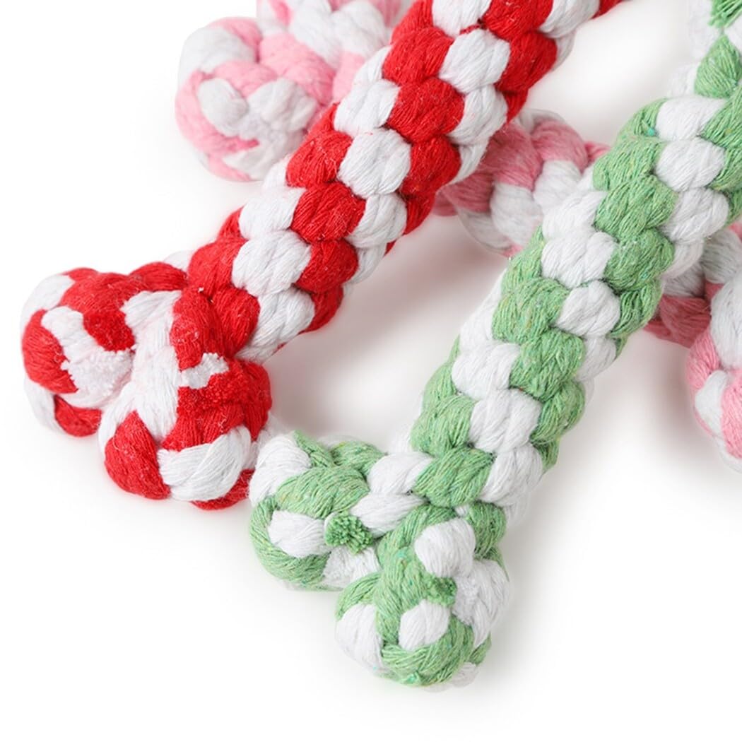 Training 50 Cotton Braided Bone Toy - Interactive Teething Dog Chew Pet Rope Toy Training Funny Natural Biting