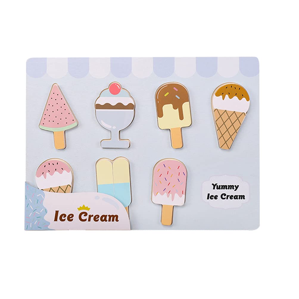 TOYANDONA Ice Cream Puzzles Wooden Educational Preschool Puzzles for Toddlers Kids Boys Girls Children Math Learning Set