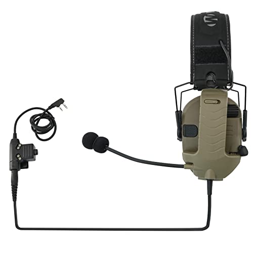 TSVISIONCORE Microphone & PTT for Walker's Razor Noise Cancelling Headphones Airsoft(Tan)