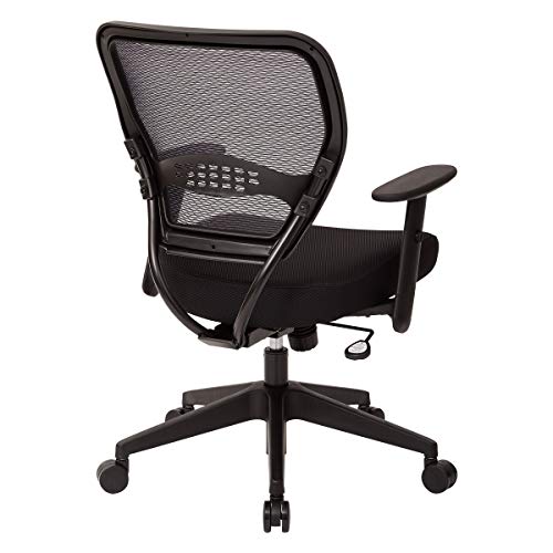 Space Seating 55 Series Professional Dark Air Grid Back Adjustable Office Desk Chair with Built-in Lumbar Support, Black Mesh