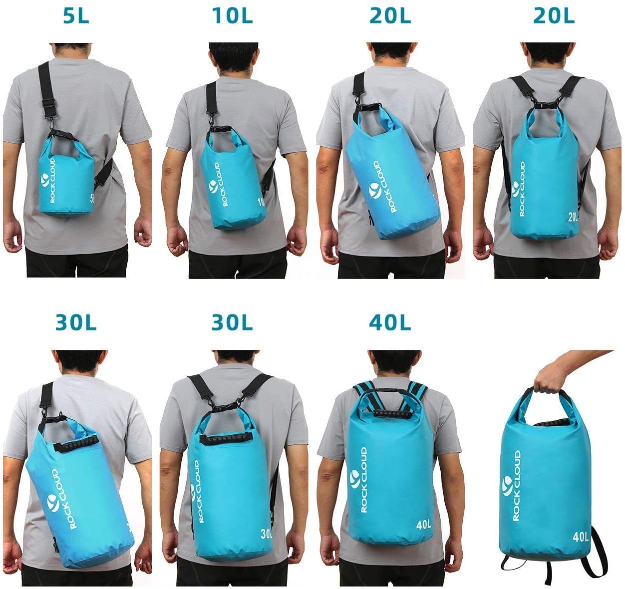 ROCK CLOUD Dry Bag Waterproof 40L Dry Sack for Kayaking Rafting Boating Beach Surfing Swimming Canoe Camping Hiking Fishing Ski, Yellow