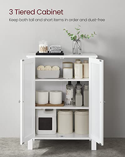 VASAGLE Bathroom Floor Storage Cabinet, Bathroom Storage Unit with 2 Adjustable Shelves, Bathroom Cabinet Freestanding, 11.8 x 23.6 x 31.5 Inches, White UBCB60W