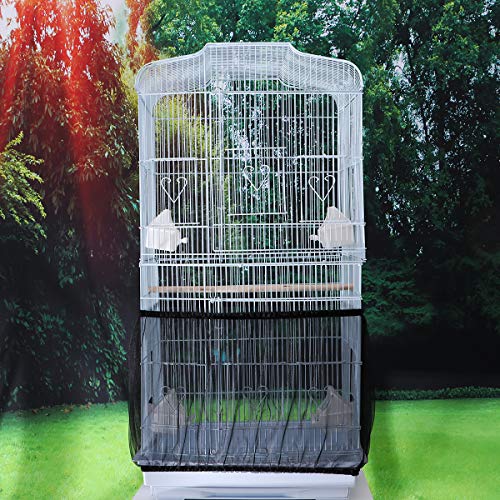 UEETEK Bird Cage Skirt Mesh Bird Seed Catcher Net Cage Cover Size S (Black)