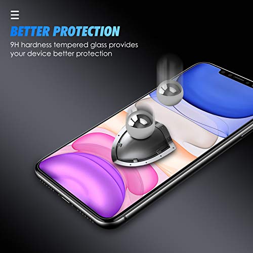 SPARIN Screen Protector Compatible with iPhone 11 / XR 6.1 inch, 4 Pack Tempered Glass with Alignment Frame