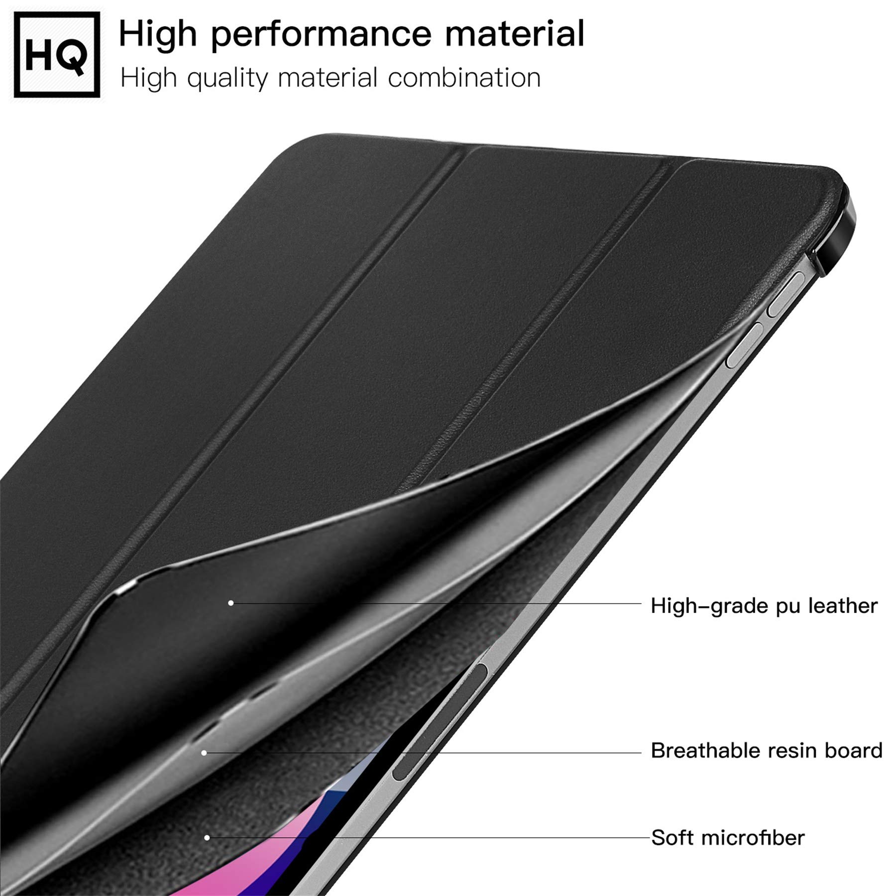 Ztotop Case for iPad Pro 11 Inch 2018 1st Generation iPad Air 4th Gen 10.9'' 2020 Lightweight Trifold Stand Cover with Rugged Translucent Back, Black