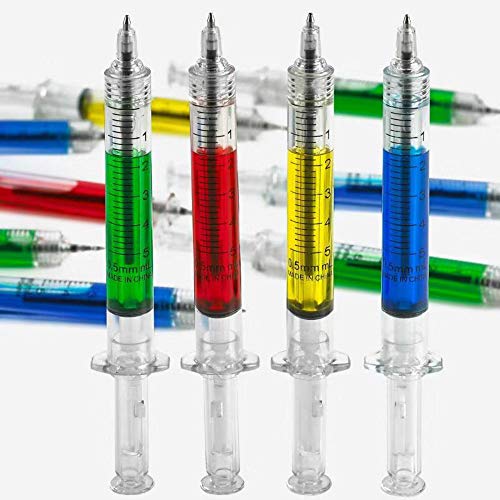 SunAngel Multi-Color Syringe Pen Writes In Black Ink,Nurse pens, Imaginary Doctor Play, Office Supplies (red,green,yellow,blue, 24PCS)