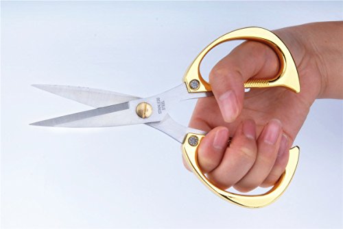 Premium Handle Utility all Purpose Golden Scissors, Gold Kitchen Shears or Ribbon Cutting Scissors- Household Stainless Steel Golden Scissors - Multi-Purpose Stainless Steel Sharp Blades (8 inch)