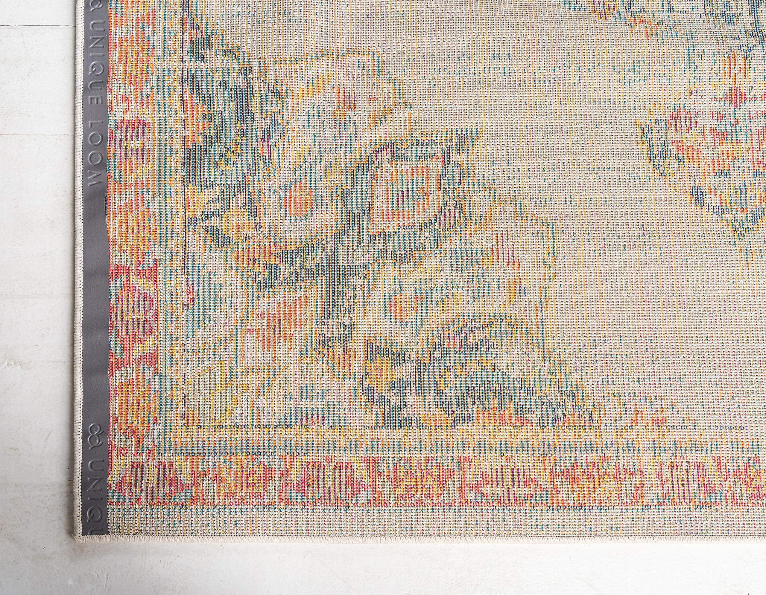 Unique Loom Penrose Collection Area Rug - Alexis (5' 1" x 8' Rectangle, Ivory/ Blue)