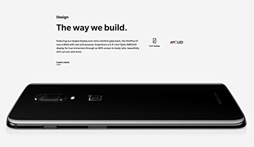 OnePlus 6T A6013 128GB Storage + 8GB Memory T-Mobile and GSM + Verizon Unlocked 6.41 inch AMOLED Display Android 9 - Mirror Black US Version