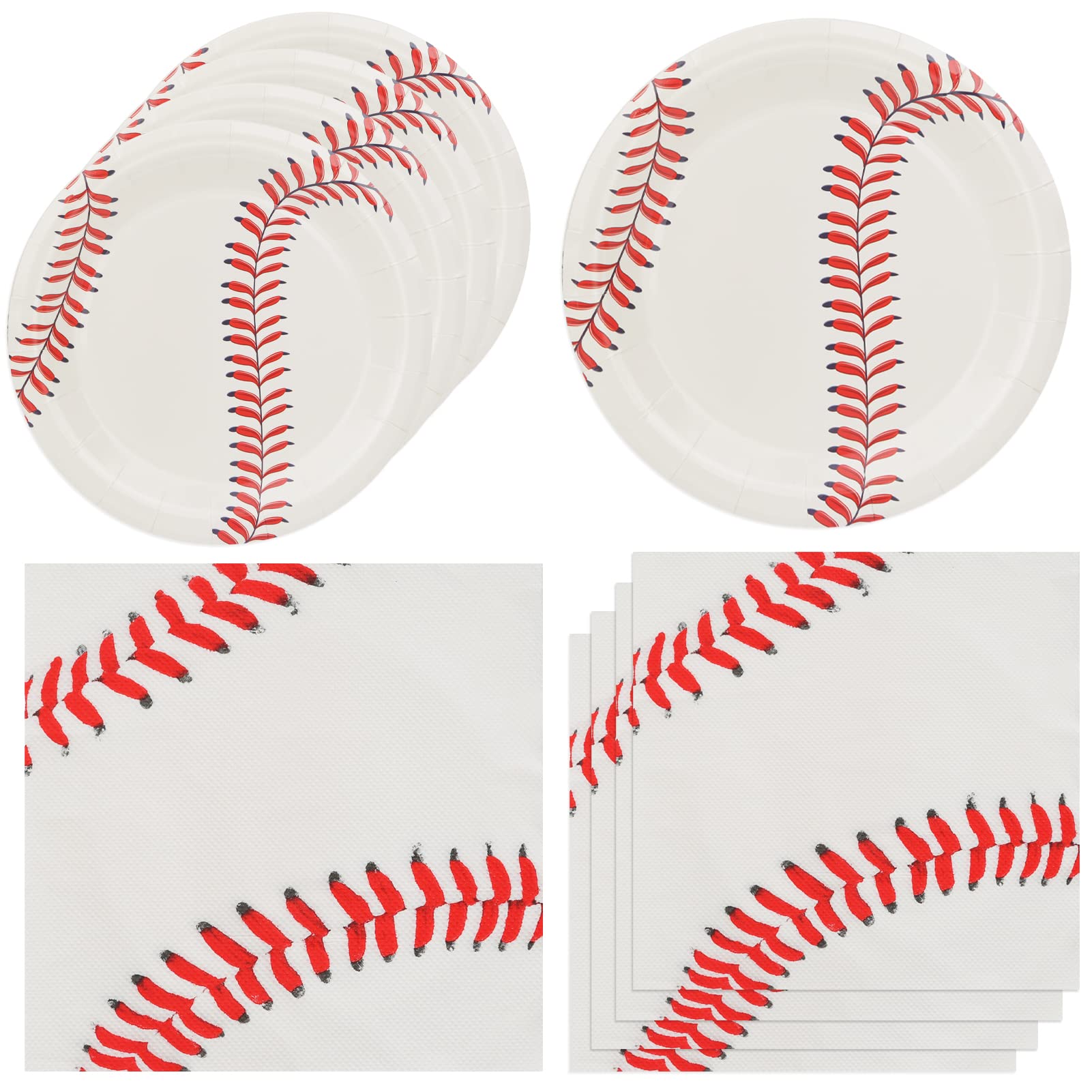 SNIMICS 40PCS Baseball Party Decorations,Baseball Plates,Baseball Napkins for Baseball Birthday Party Supplies Baseball Fans Boys Baby Shower(2-Baseball)