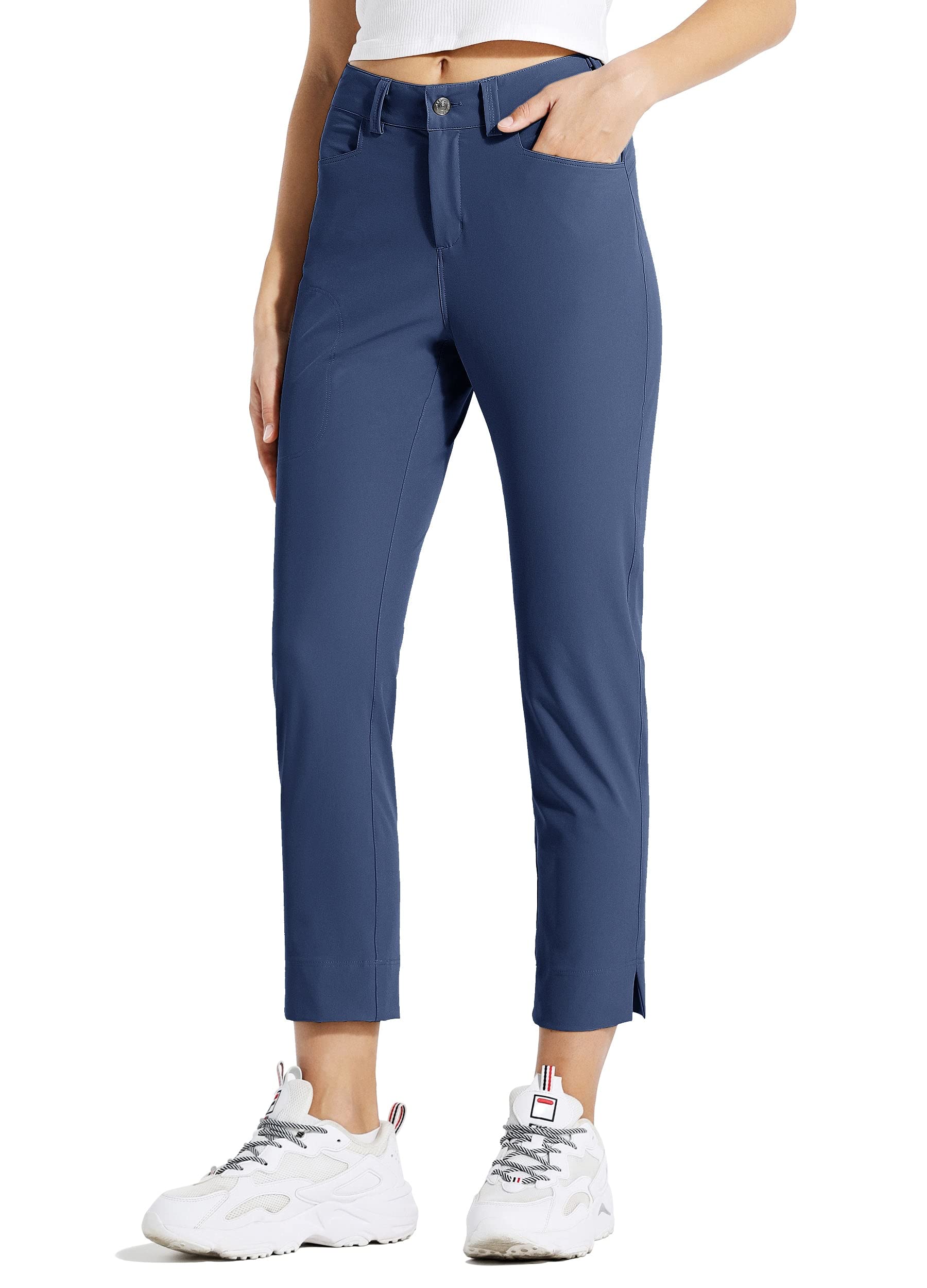 Willit Women's Golf Pants Stretch Lightweight Hiking Pants Quick Dry Casual Pants Water Resistant with Zipper Pocket Navy Blue M