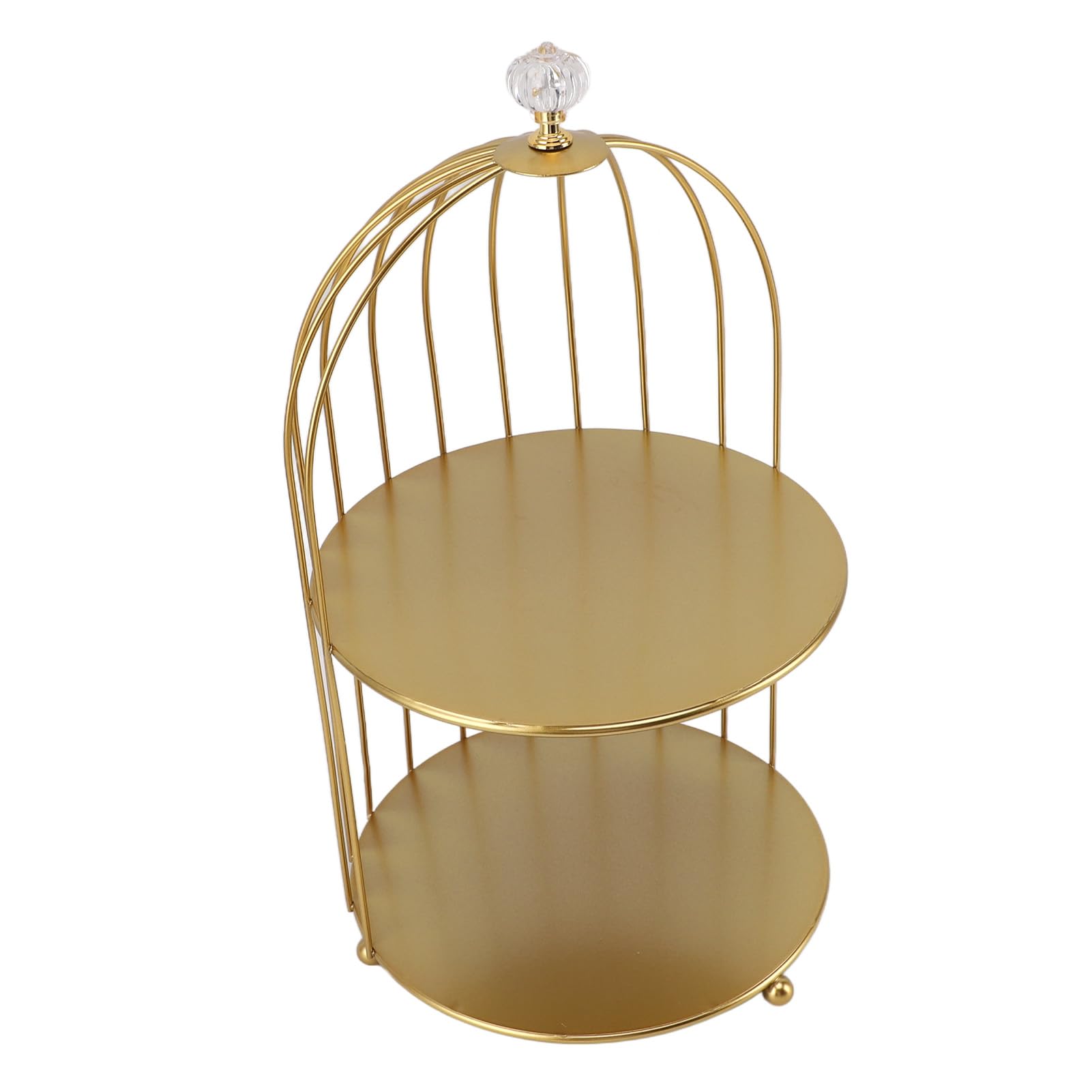 FTVOGUE Bird Cage Cosmetic Organizer,Cosmetic Rack Bird Cage Desktop Makeup Organizer Rack, Space Saving Iron Unique Makeup Display Rack for Home Bathroom, Gold (Double Layers)