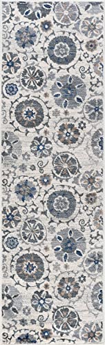 Wendy Transitional Floral Cream Runner Rug, 2' x 10'