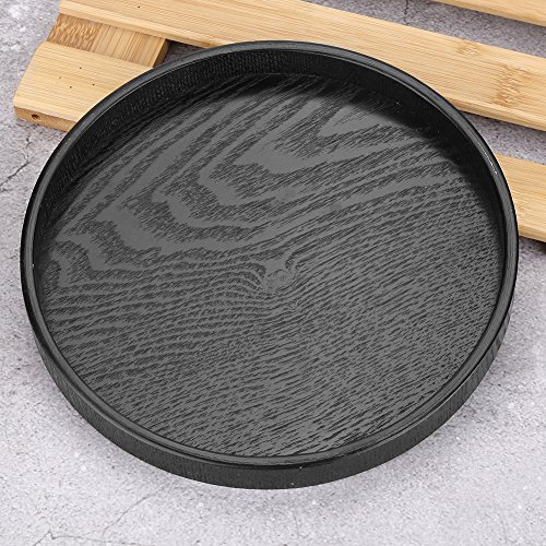 Wood Tea Tray, Round Shape Wood Tea Coffee Snack Food Meals Serving Plate Restaurant Trays 30cm